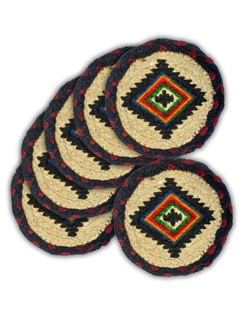 Braided Jute Coasters, Design #20 — El Paso Saddleblanket