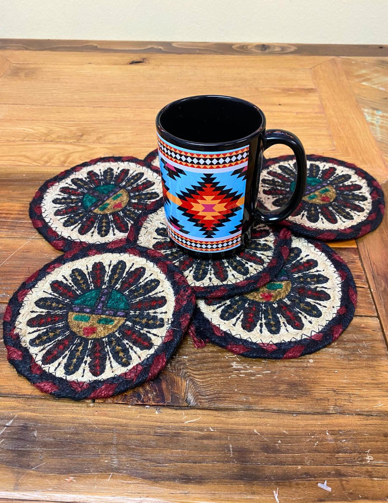 Braided Jute Coasters, Design #13 — El Paso Saddleblanket