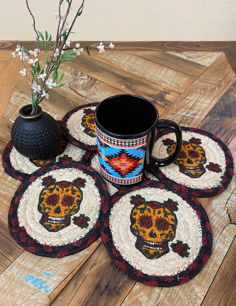 Braided Jute Coasters, Design #47 — El Paso Saddleblanket