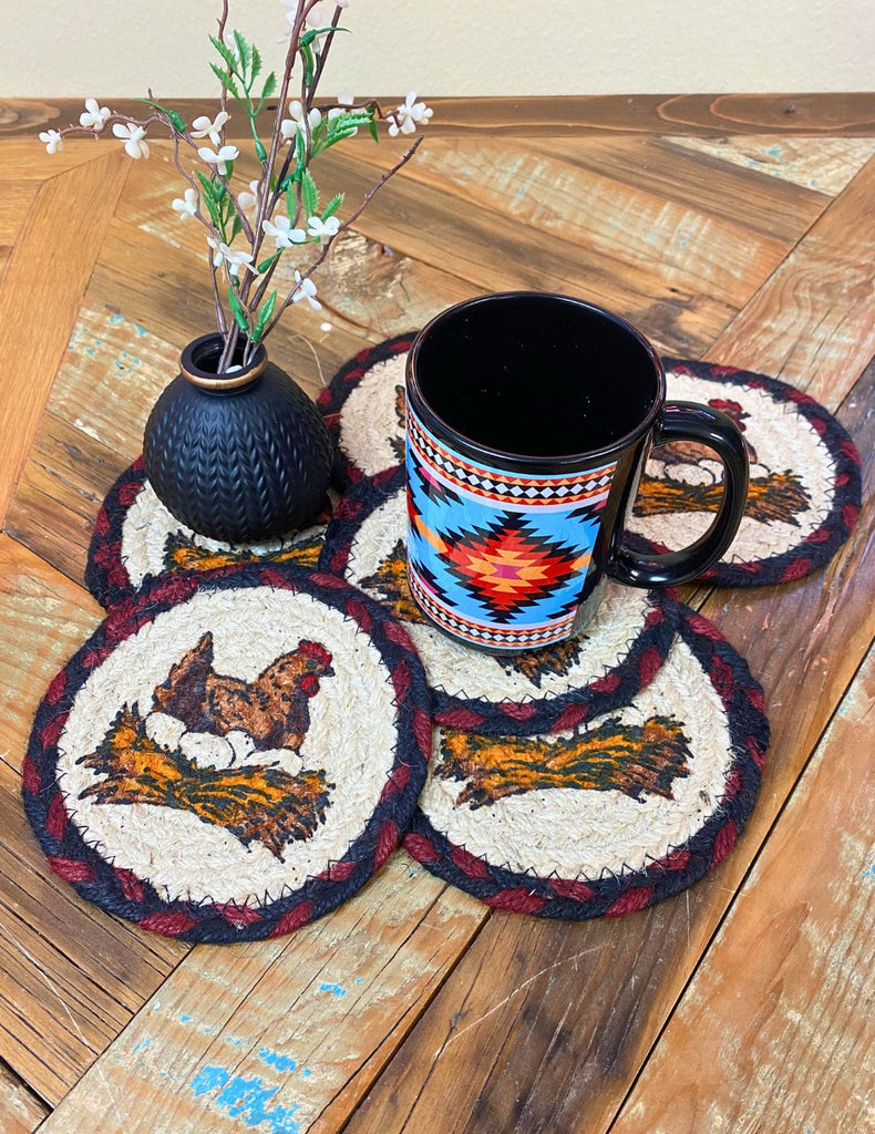 Braided Jute Coasters, Design #5 — El Paso Saddleblanket