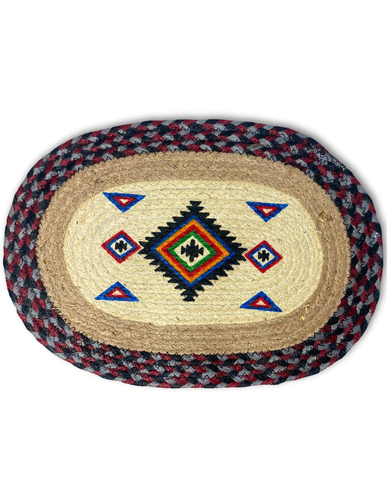 Braided Jute Table Mats, Design #20 — El Paso Saddleblanket