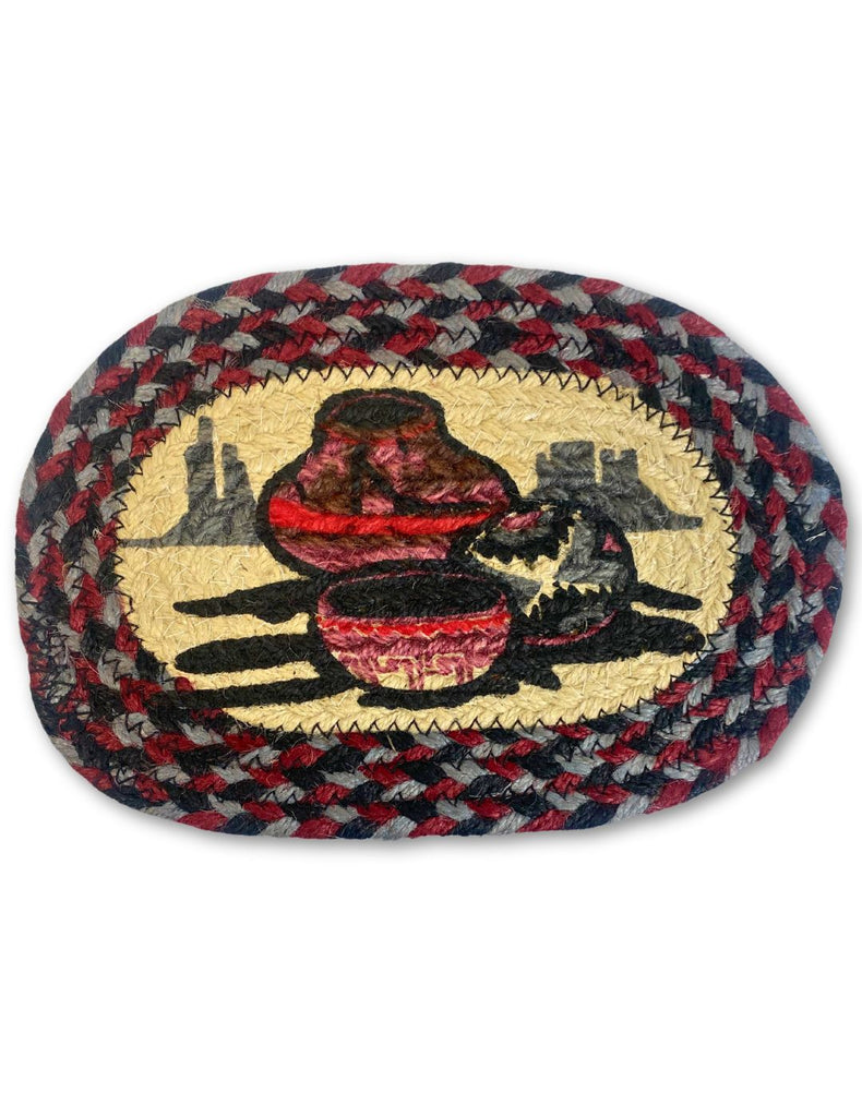 Braided Jute Oval Trivets, Design #40 — El Paso Saddleblanket