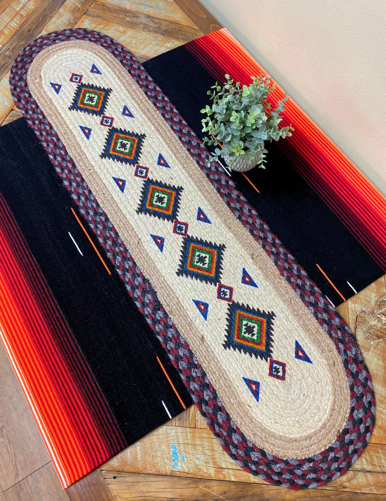 Braided Jute Table Runners, Design #20 — El Paso Saddleblanket