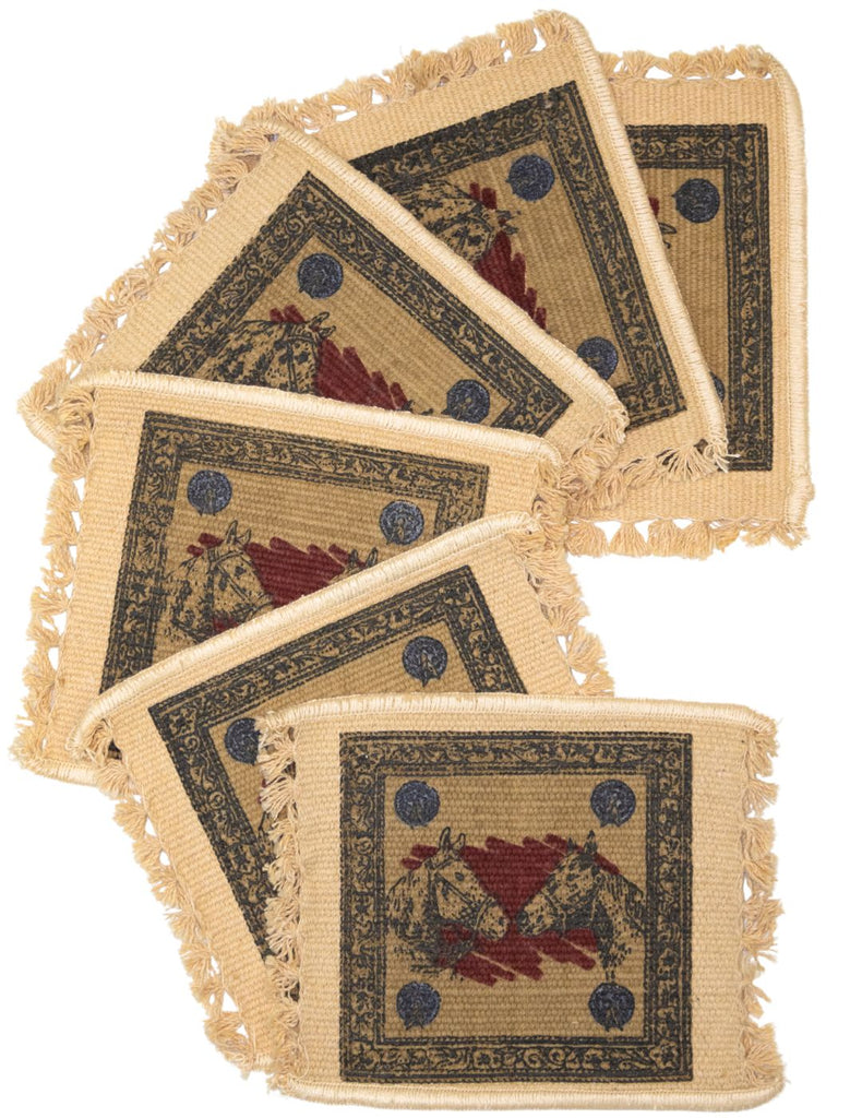 Cotton Stencil Coasters-Horse Heads Design — El Paso Saddleblanket