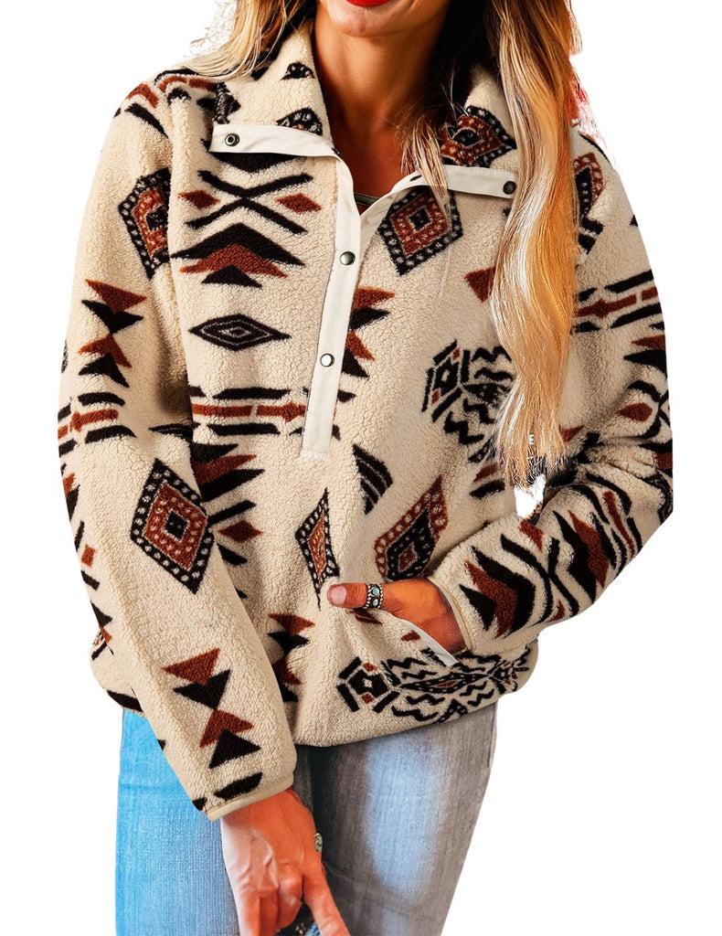 Fleece Buttoned Pullover 1, Large — El Paso Saddleblanket