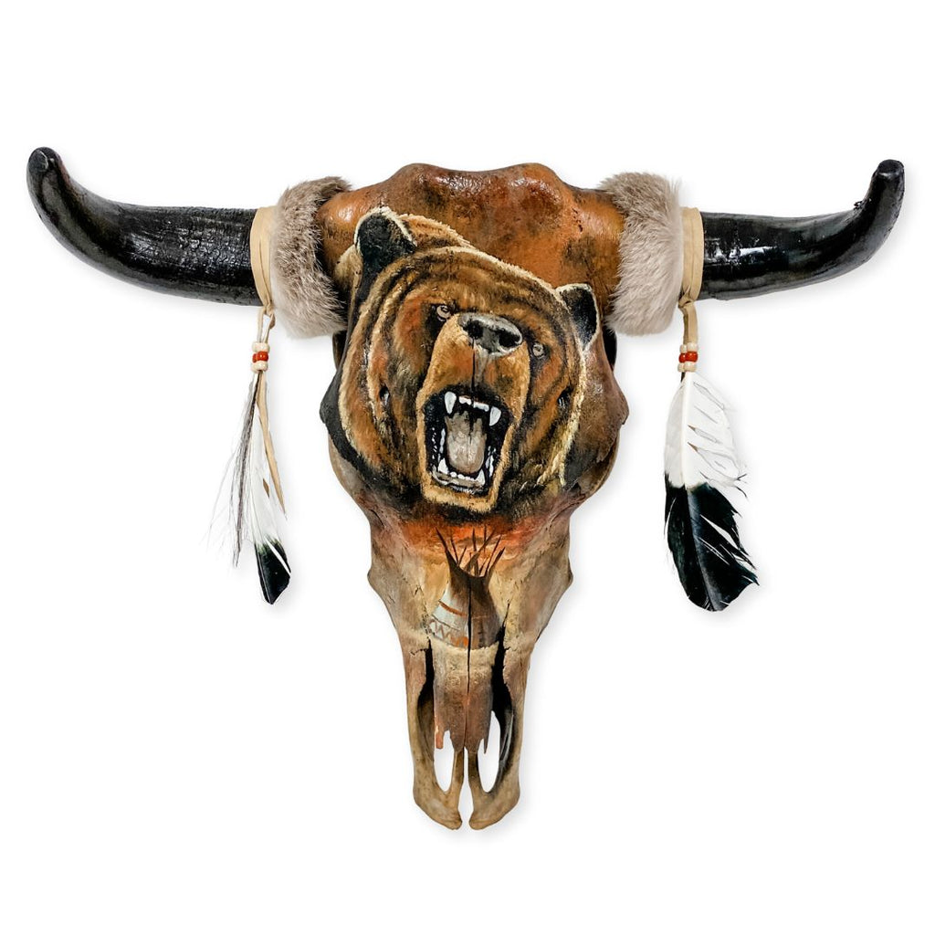 Southwest-Style Cow Skull, Bear Growl — El Paso Saddleblanket